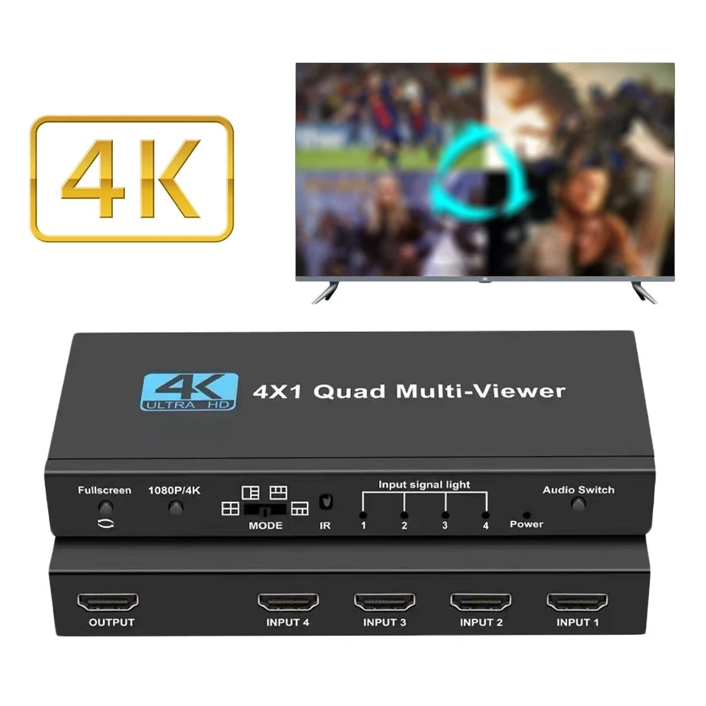 Hdmi-compatible Multiviewer Switch Quad Seamless Switcher 4 In 1 Out ...