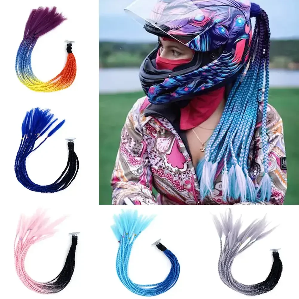 24Inch-Helmet-Braid-Pigtails-Ponytail-For-Women-Motorcycle-Helmet-Braid ...