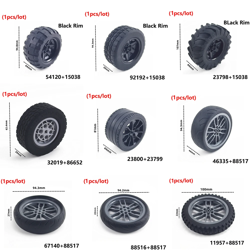 Piezas-MOC-Technical-Tire-Wheel-DIY-Car-Truck-Building-Blocks-piezas-compatibles-con-Lego-54120 ...