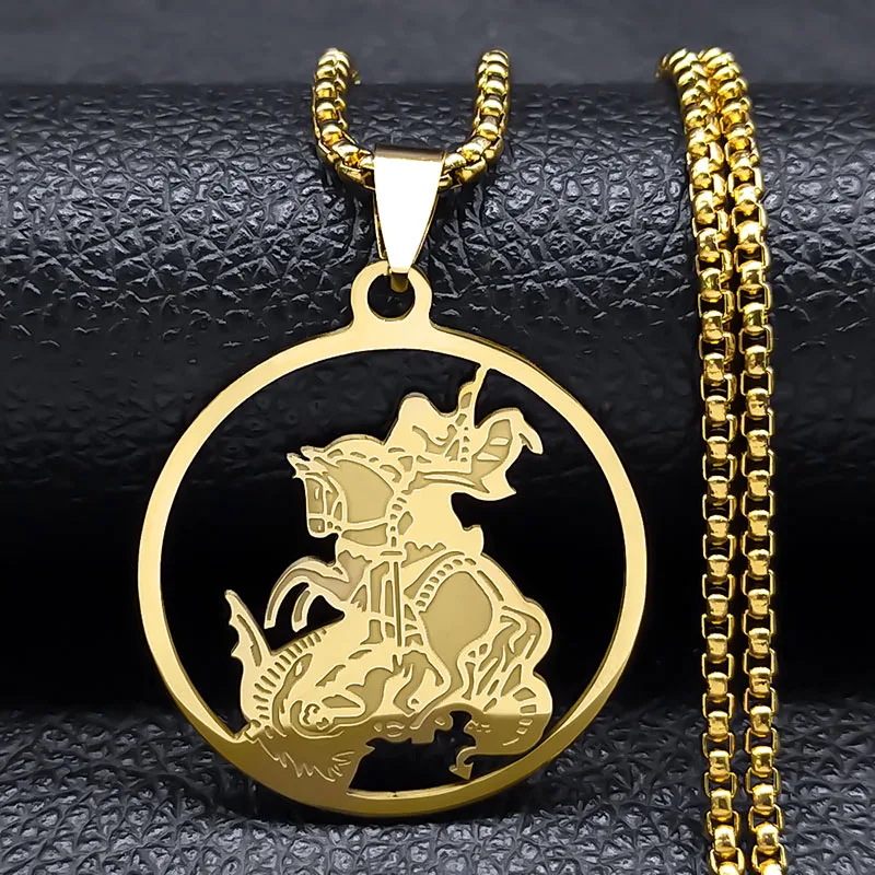 Archangel-St-Michael-Protect-Me-Necklace-Stainless-Steel-Saint-Shield ...