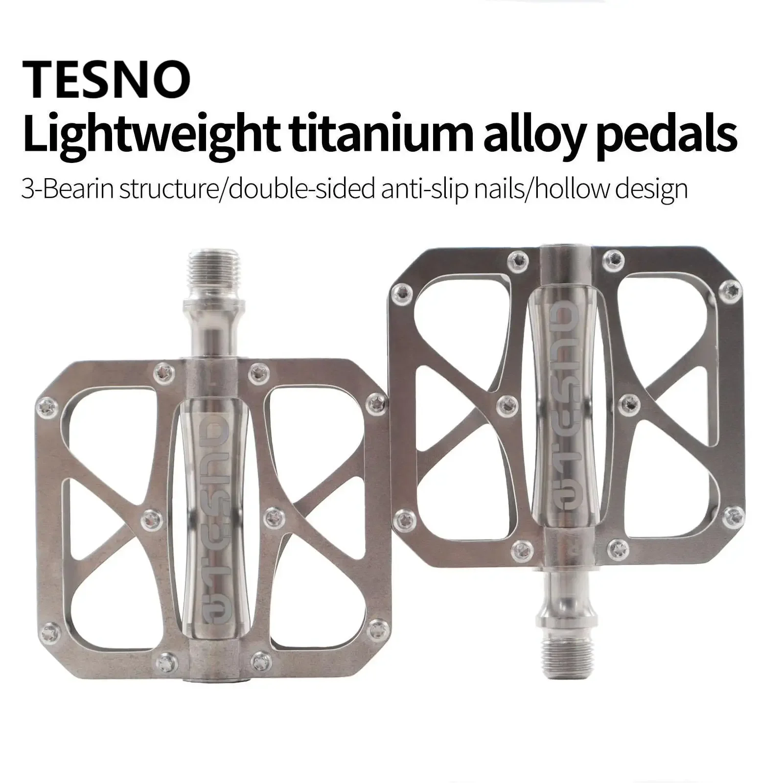 TESNO-Bicycle-Pedals-Titanium-Alloy-3-Bearings-MTB-Road-Bike-Pedal-Anti ...