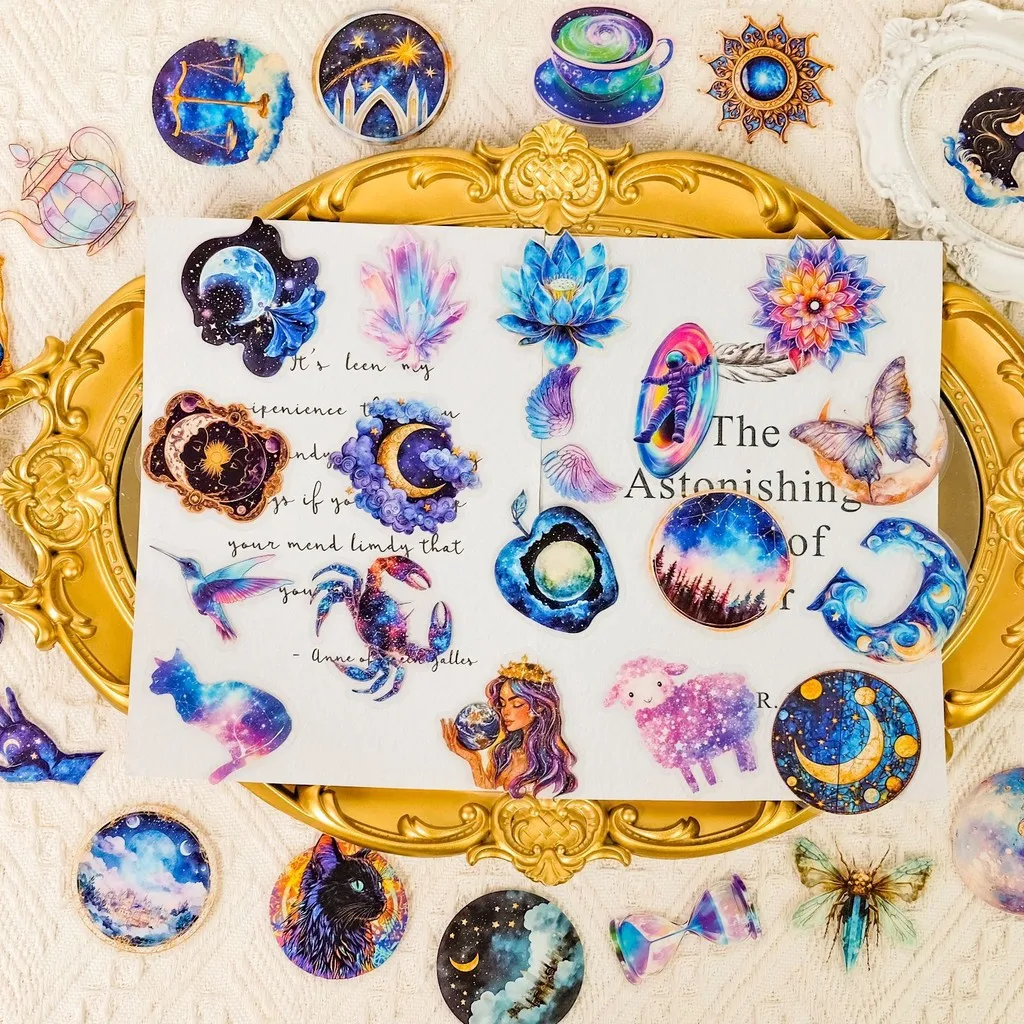 50 Pieces High-Quality Starry Sky Series PET Stickers - Transparent ...
