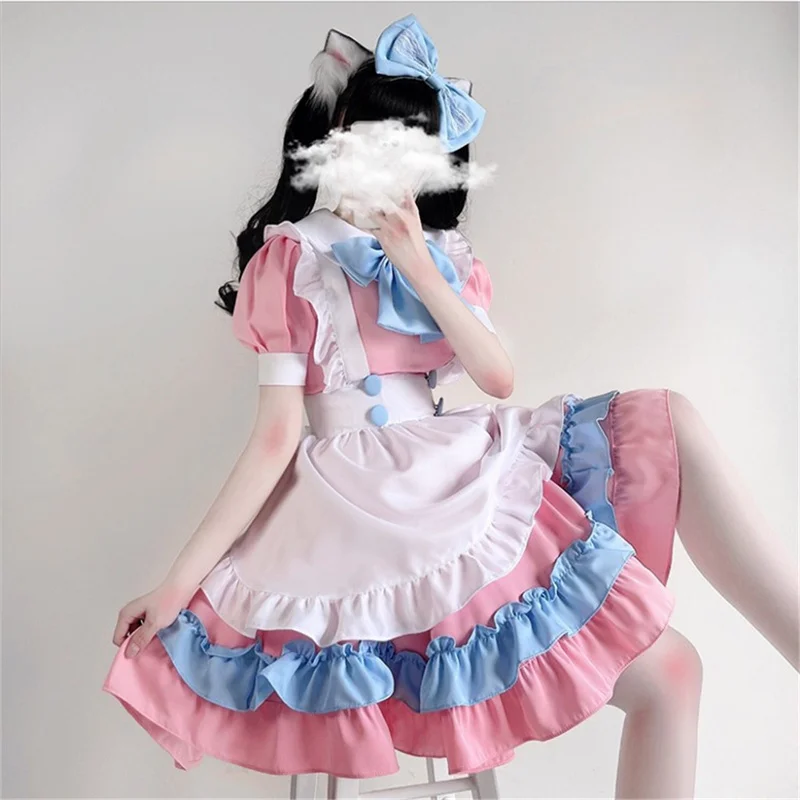 Kawaii-Lolita-Anime-Maid-Outfit-Pink-Blue-Cosplay-Maid-Outfit-Lolita ...