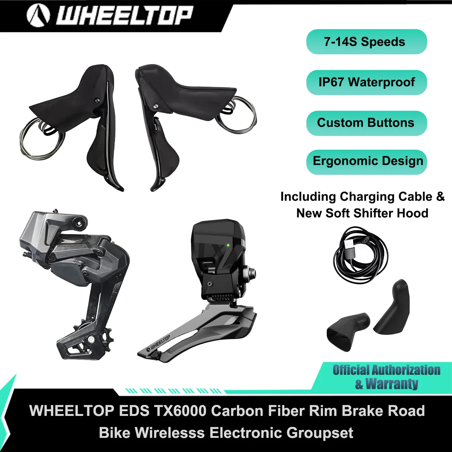 Wheeltop EDS TX6000 Carbon Fiber Rim Brake Road Bike Wireless ...