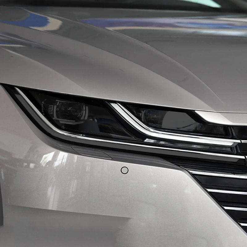 2 Pcs Car Headlight Protective Film Headlamp Transparent Black TPU ...