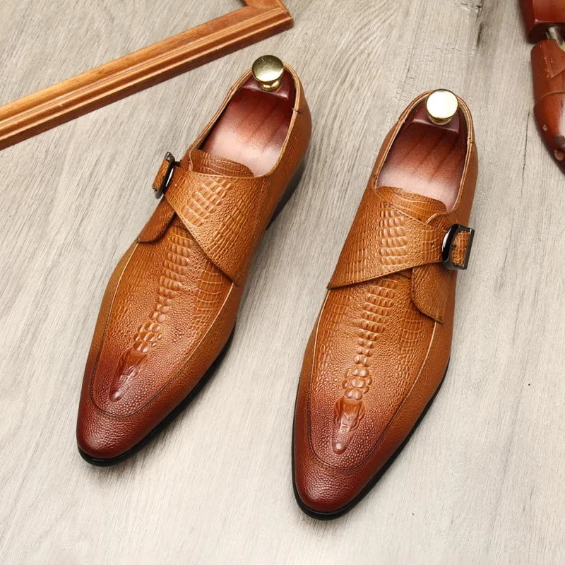 Embossed-men-s-shoes-new-men-leather-business-dress-shoes-buckle-point ...