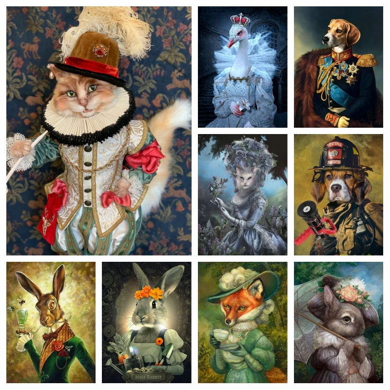 Cute-Dressed-Pet-Animals-Diamond-Painting-AB-Drills-Art-Cat-Dog-Rabbit ...