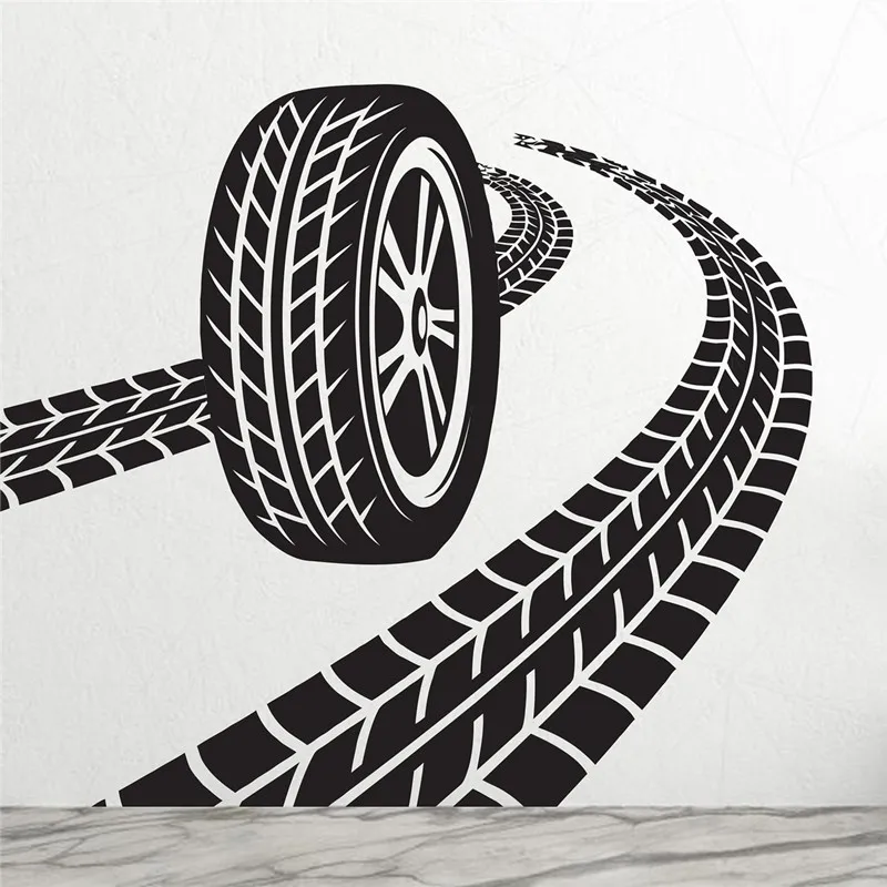Tire-track-decals-Wheel-wall-decals-Tire-wall-vinyl-stickers-Garage-car ...
