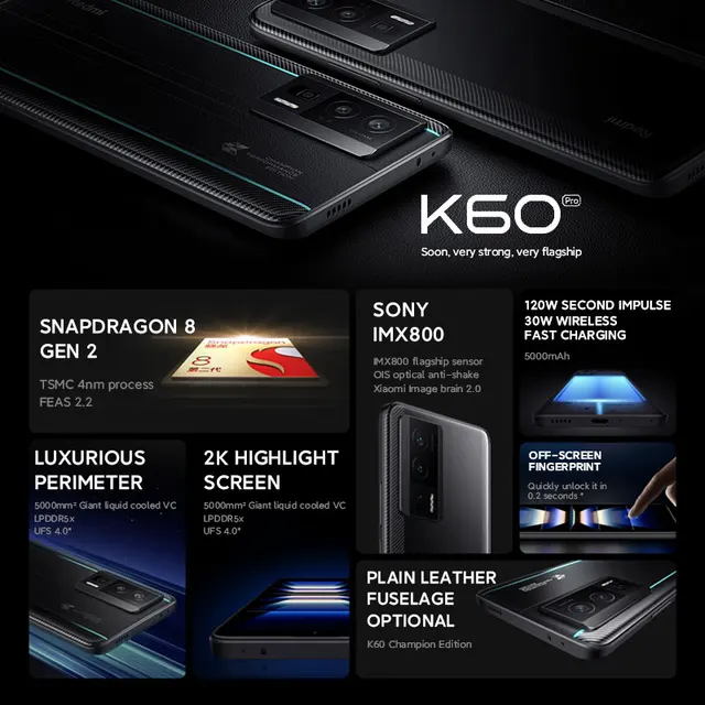 Xiaomi Redmi K60 Pro 5G Smartphone Snapdragon 8 Gen 2 120W HyperCharger ...
