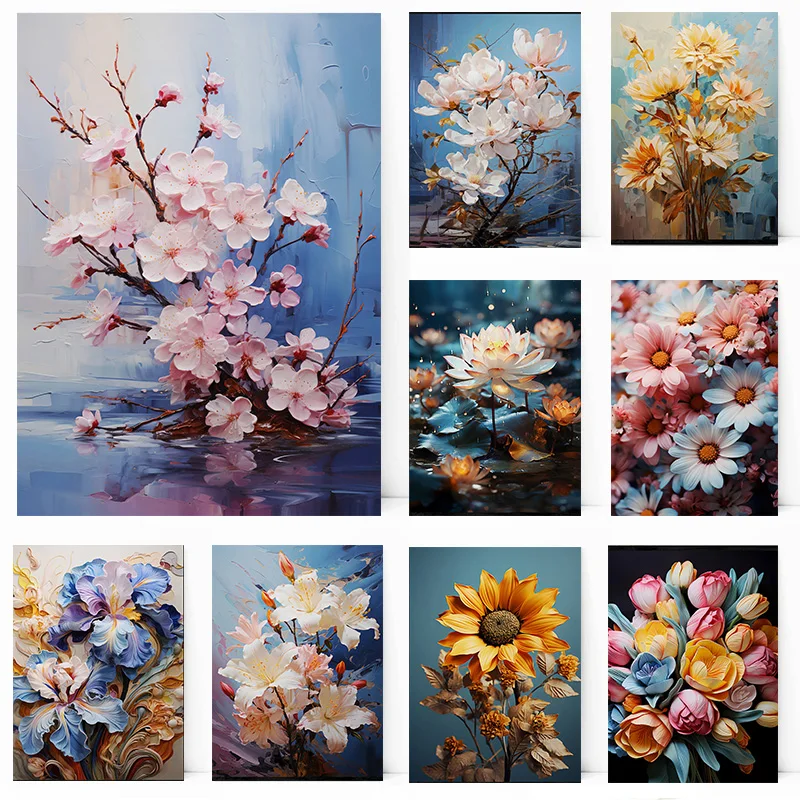 Floral-Flower-Magnolia-Sunflower-Lotus-Cherry-Blossom-Lily-Poster-Print ...