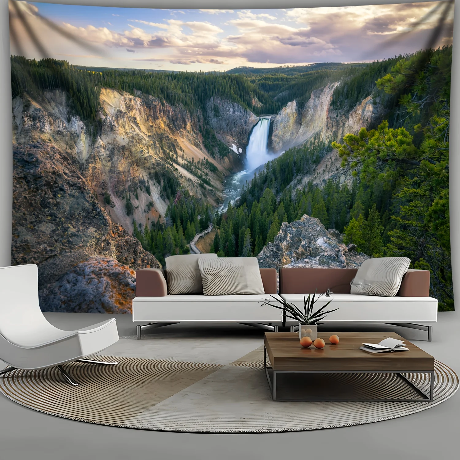 Majestic Yellowstone Canyon Landscape Tapestry - Extra Large Wall ...