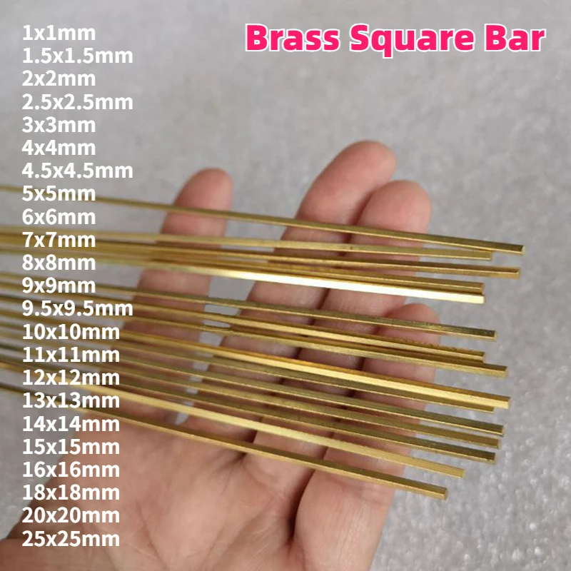 1-4Pcs Length 500mm Brass Square Bar 1x1/1.5x1.5/2x2/3x3/4x4/4.5x4.5 ...