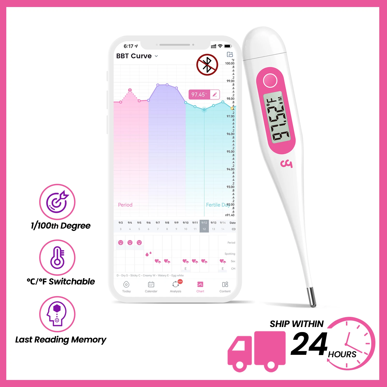 Femometer Female Ovulation Digital Basal Thermometer High-precision ...