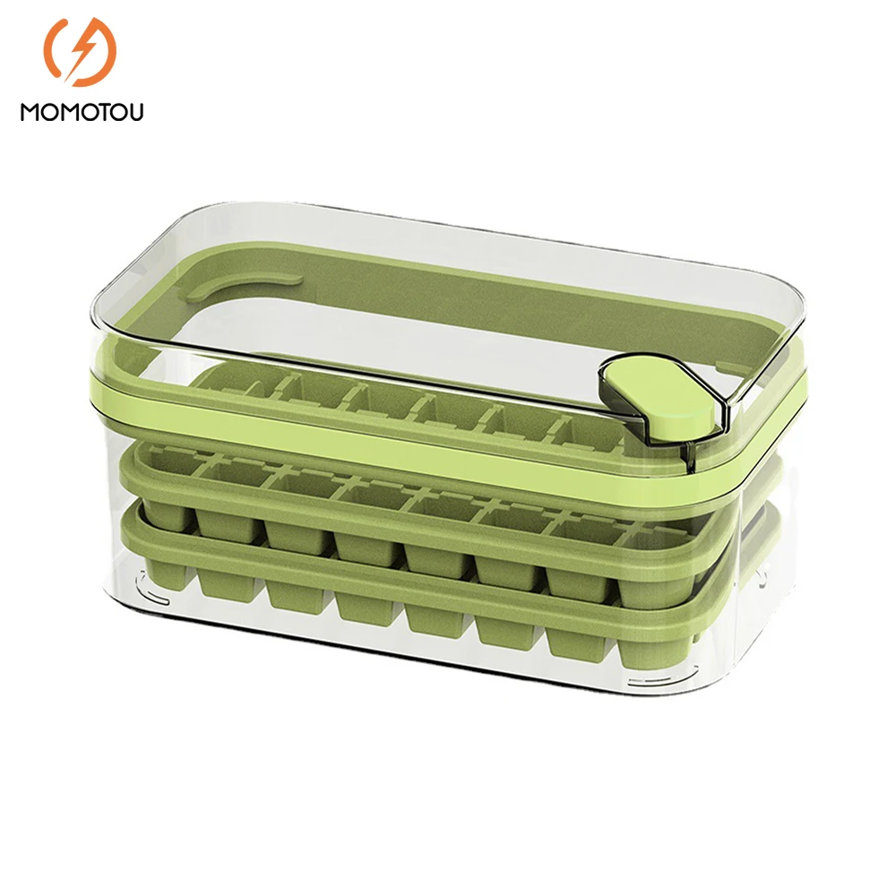 Round Ice Cube Tray 32/64 Grids Ice Cube Mold With Storage Box Quick ...