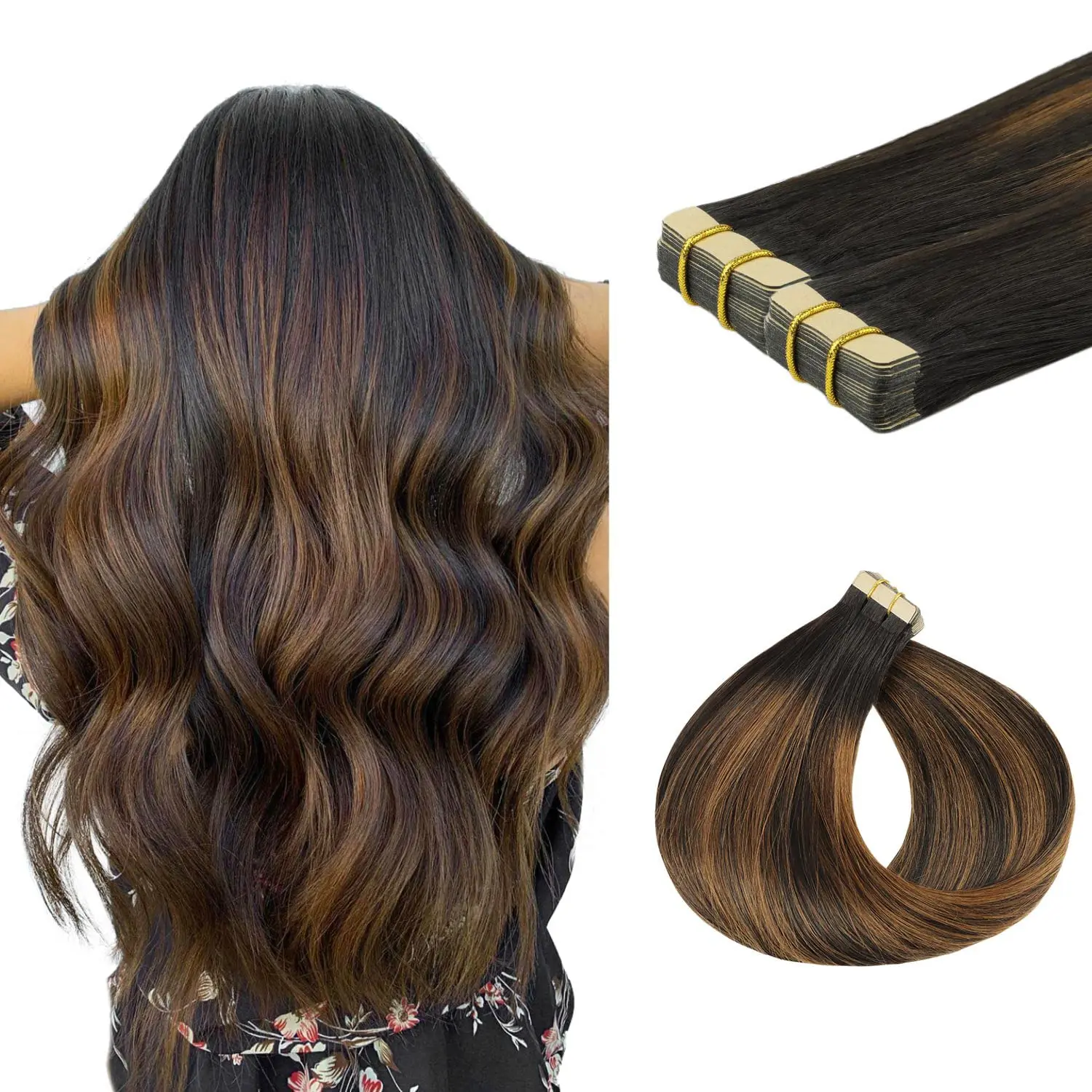 Straight Tape In Human Hair Extensions Real Remy Hair Extension ...
