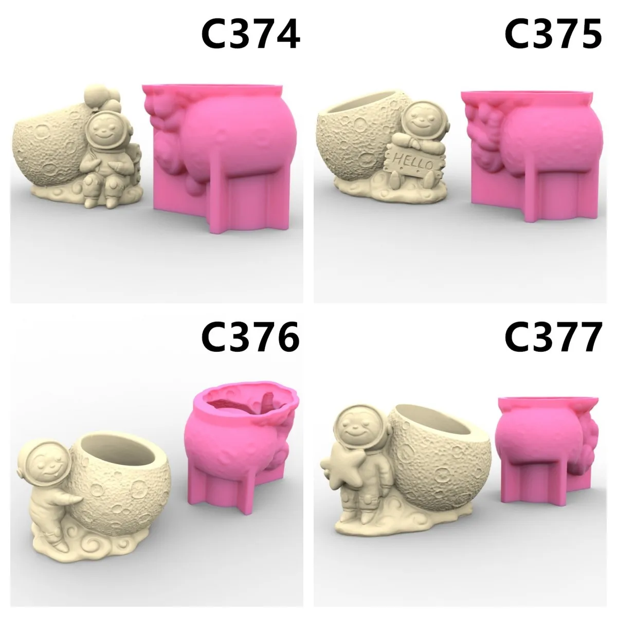 Astronaut-Alien-Moon-Flower-Pot-Ashtray-Pen-Holder-Silicone-Mold ...