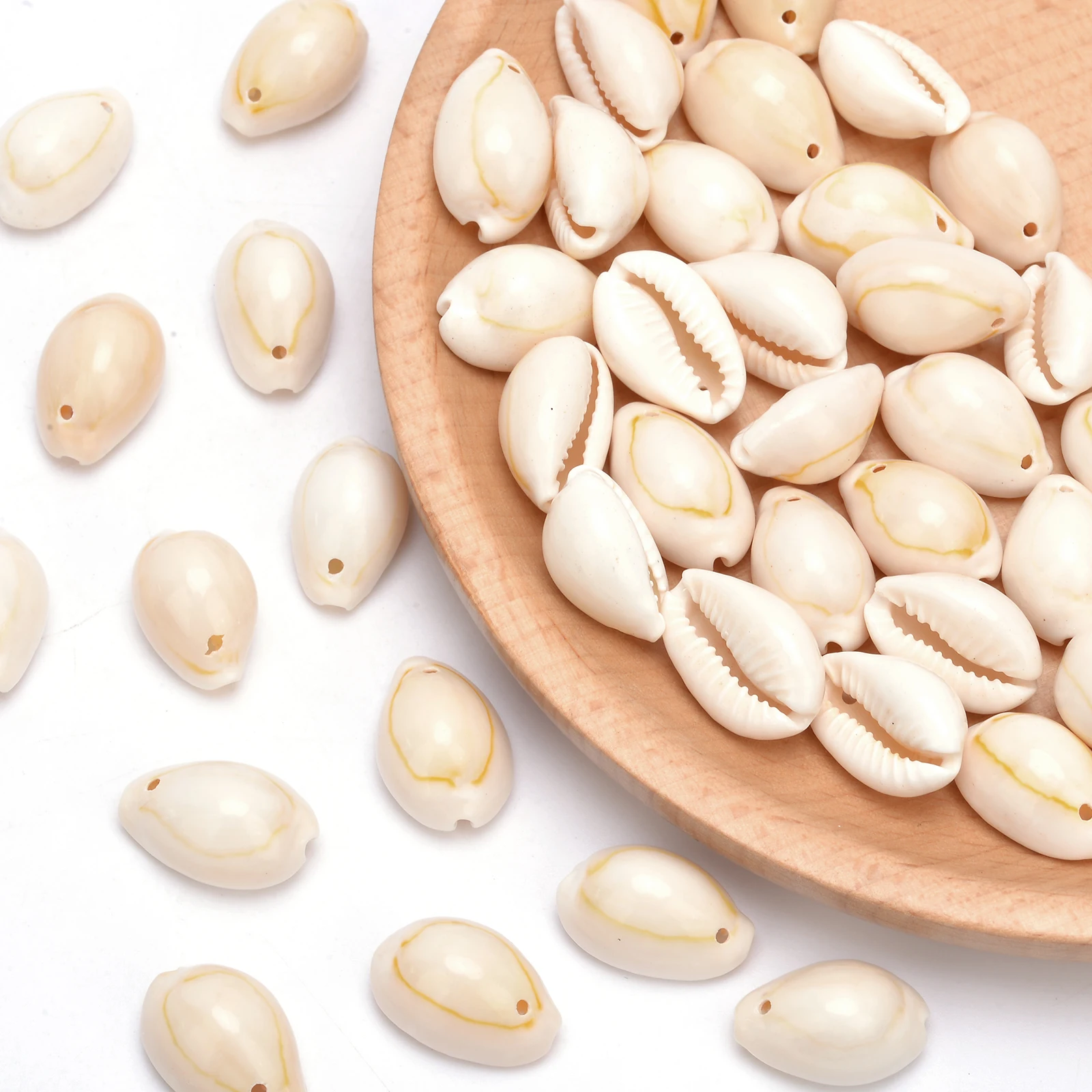 30Pcs White Sea Shell Beads For Jewelry Making Cowrie Cowry Charm Beads ...