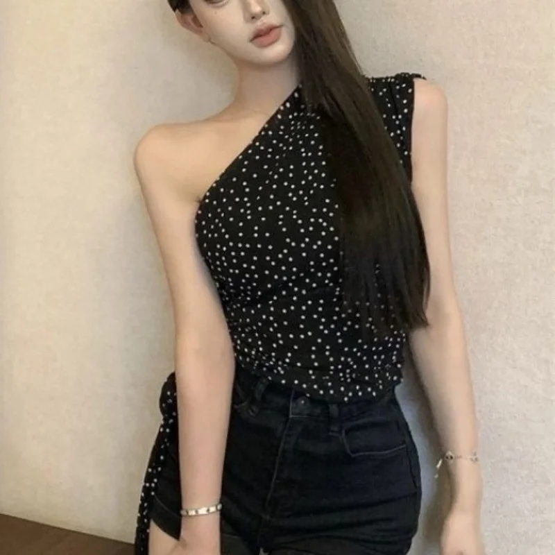 Chaleco-sin-mangas-con-cuello-de-lunares-para-mujer-jerseys-irregulares ...