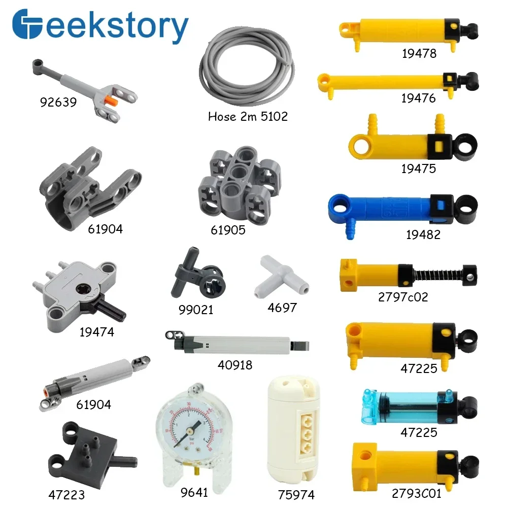 MOC Pneumatic Parts Hose Air Pump Tank Push Rod Putter Switch Cylinder ...