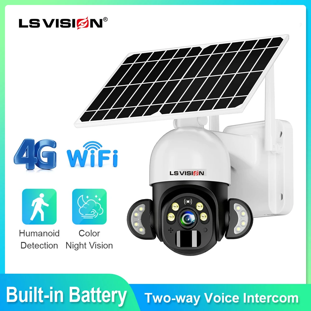 Ls Vision Solar Panel Powered 4g Camera Outdoor Wireless Wifi Survalance Video Cameras 360 ° Ptz ...