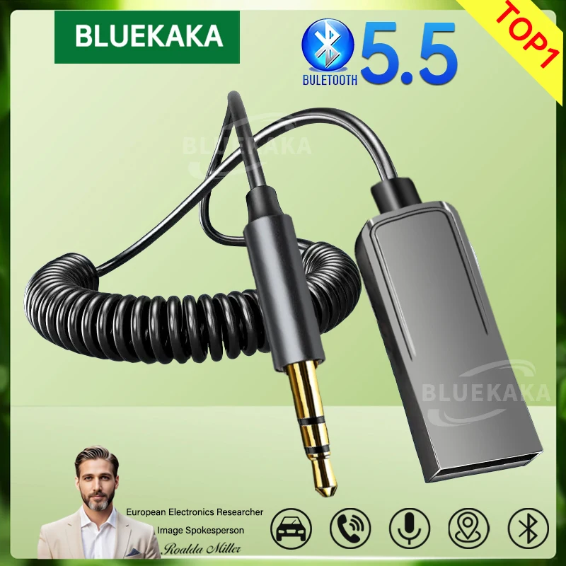 New Upgrades Bluetooth Adapter Cable Wireless Receiver 3.5mm Jack Aux ...