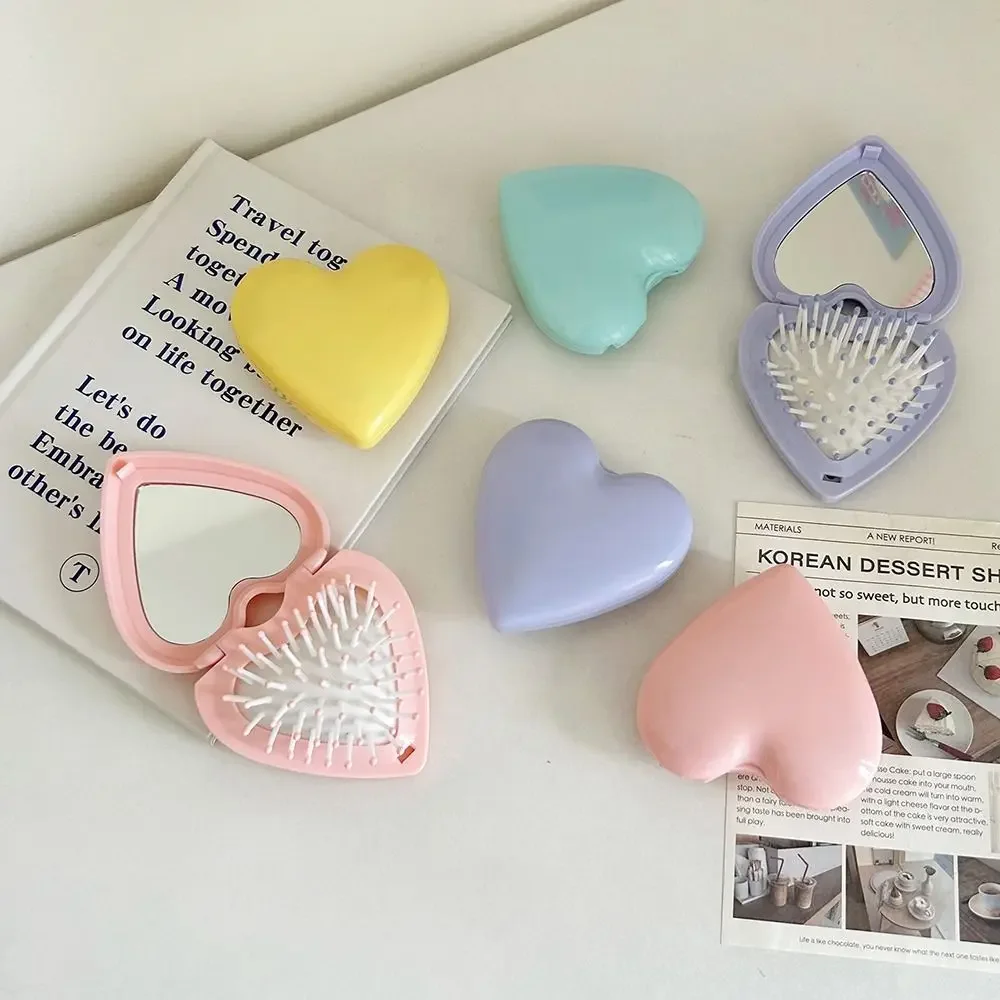 Cute-Love-Heart-Shaped-Hair-Comb-with-Mirror-Portable-Massager-Foldable ...