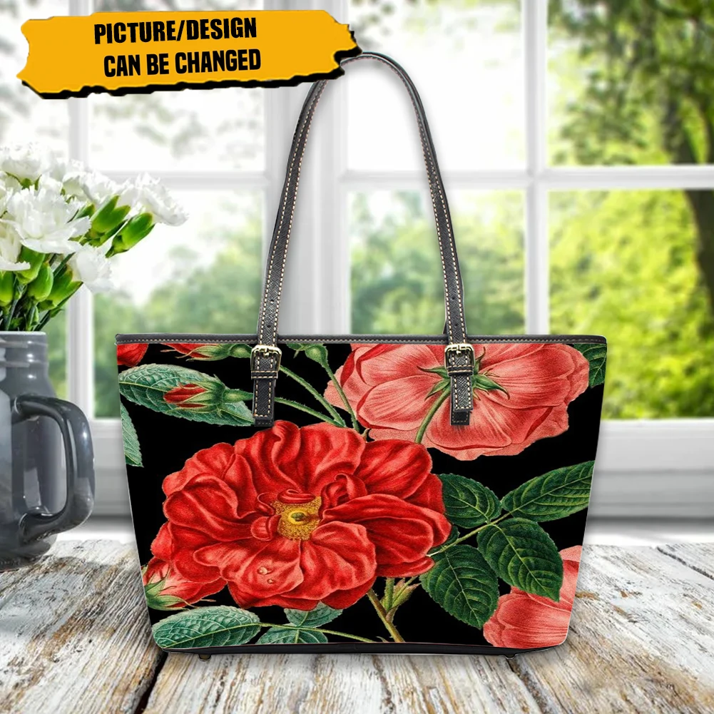 Red Rose Leather Handbag