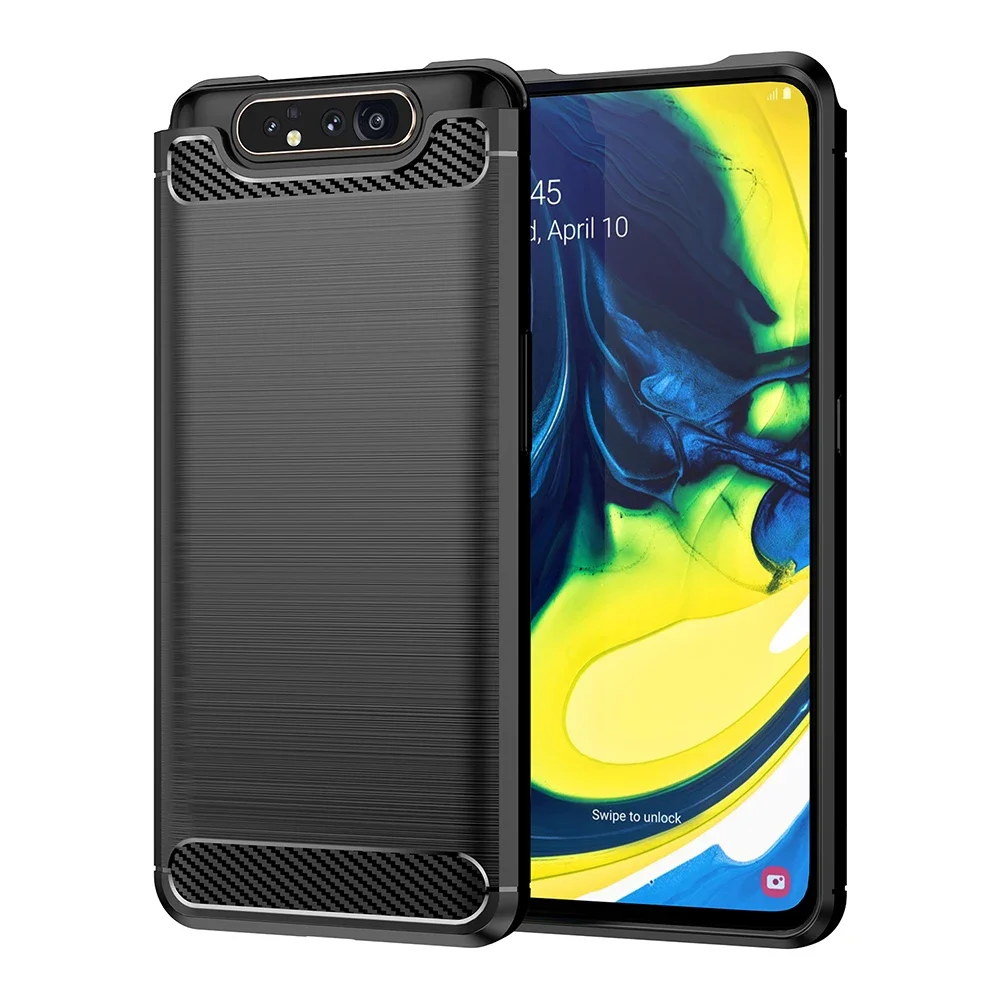 Carbon Case For Samsung Galaxy A90 A80 Silicone TPU Cover for Samsung ...