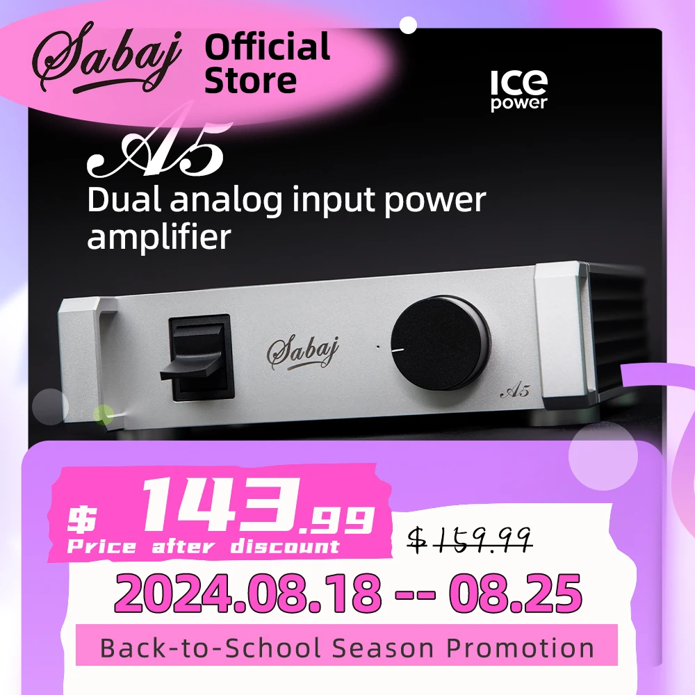 SABAJ-A5-Power-Amplifier-50w-ICEpower-Module-Dual-Analog-Input-Retro ...