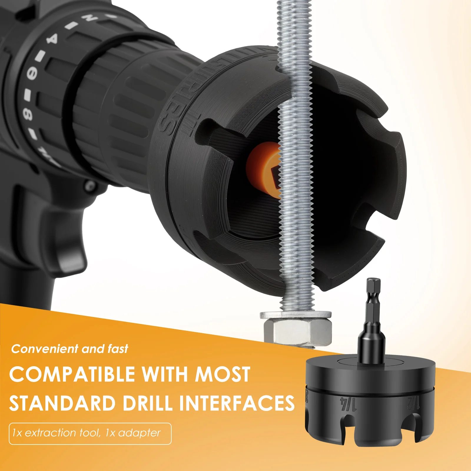 Nut Zipper Drill Attachment with 1/4" Hex Shank Fast Nut and Bolt ...