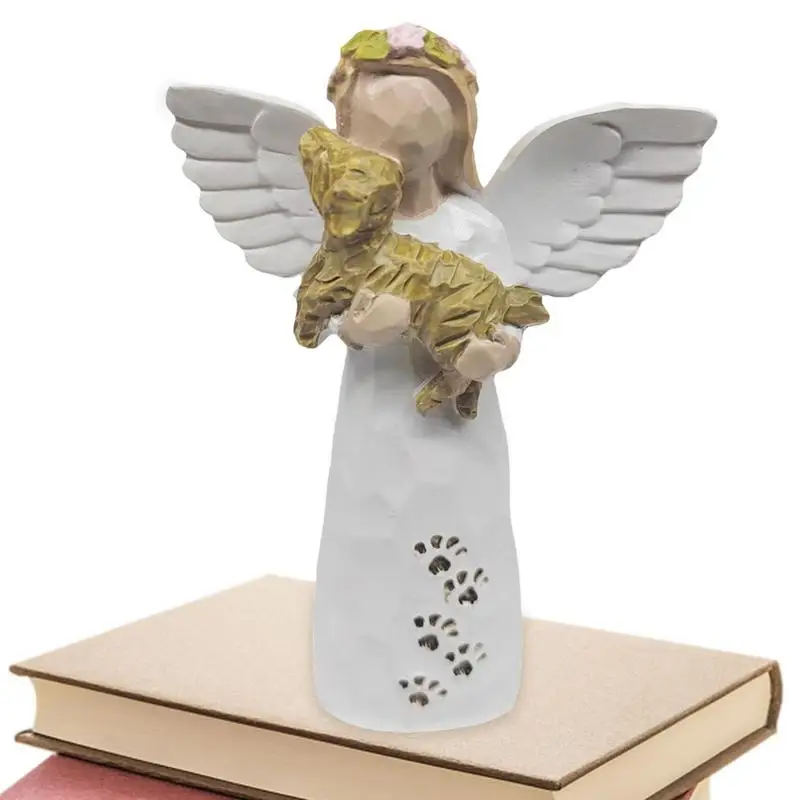 Angel-Statue-White-Angel-Ornaments-Holding-A-Cute-Dog-Angel-Statues-And ...