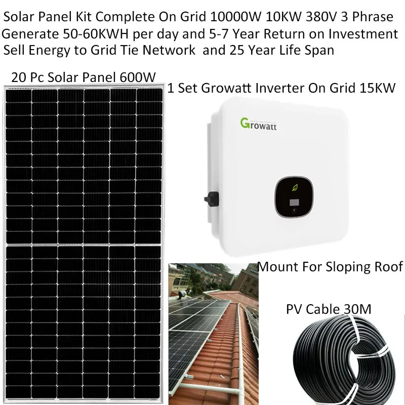 On-Grid-Solar-Panel-Kit-Complete-15000W-3-Phrase-Mount-Growatt-Grid-Tie ...