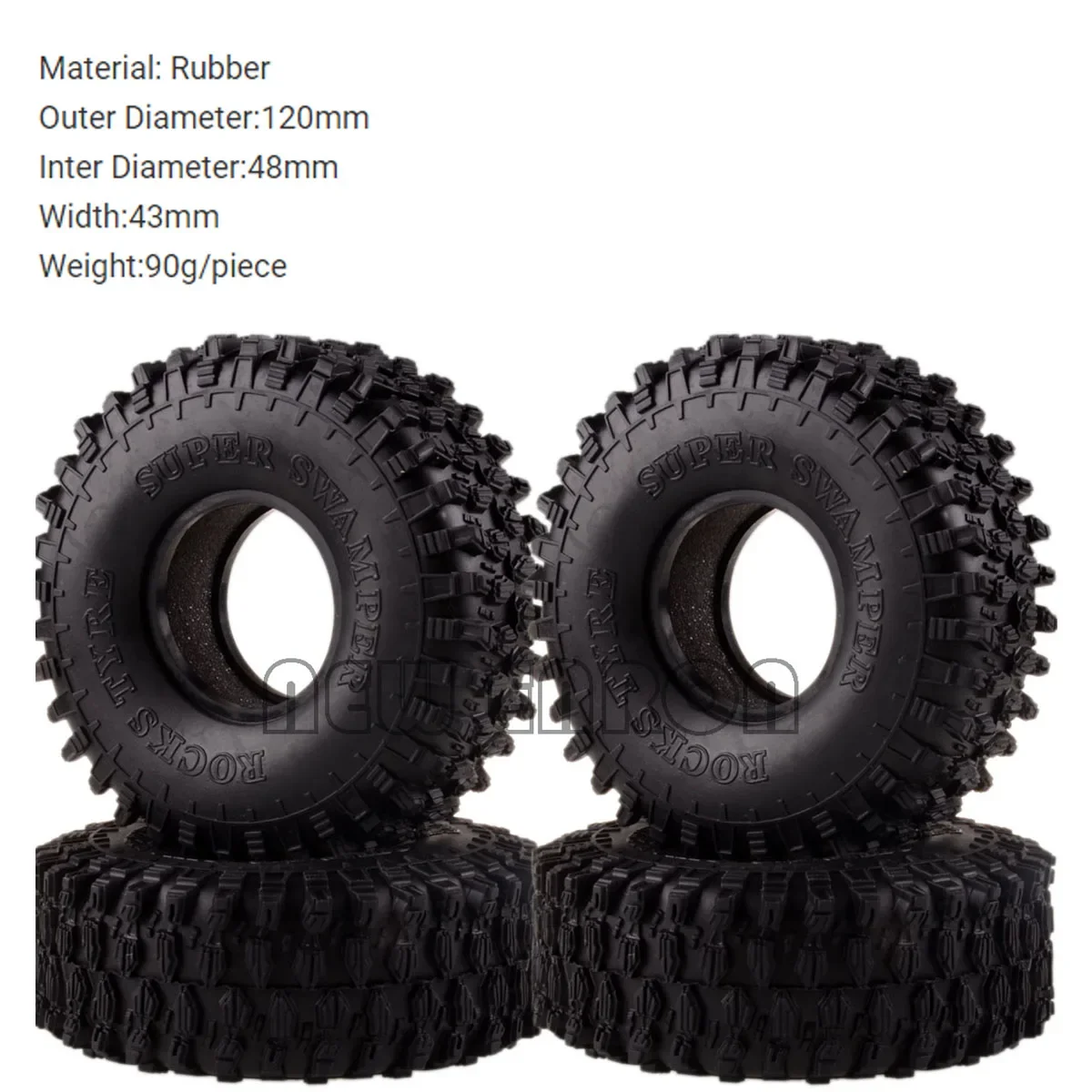 4Pcs 1.9" Soft Rubber Super Swamper Rocks Tyre Wheel Tire 120mm for RC ...