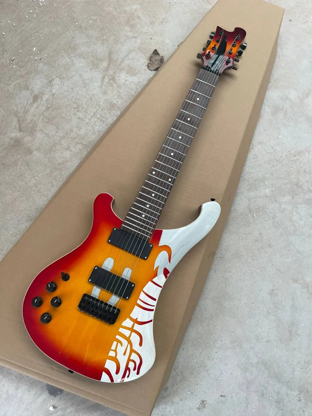 Left-Handed-8-Strings-Electric-Guitar-with-Rosewood-Fingerboard-Black ...