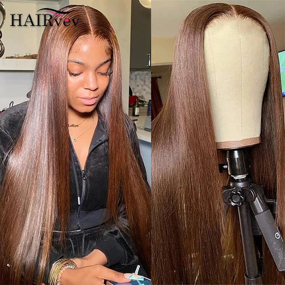 Perucas-de-cabelo-humano-retas-marrons-para-mulheres-Peruca-Frontal-de ...