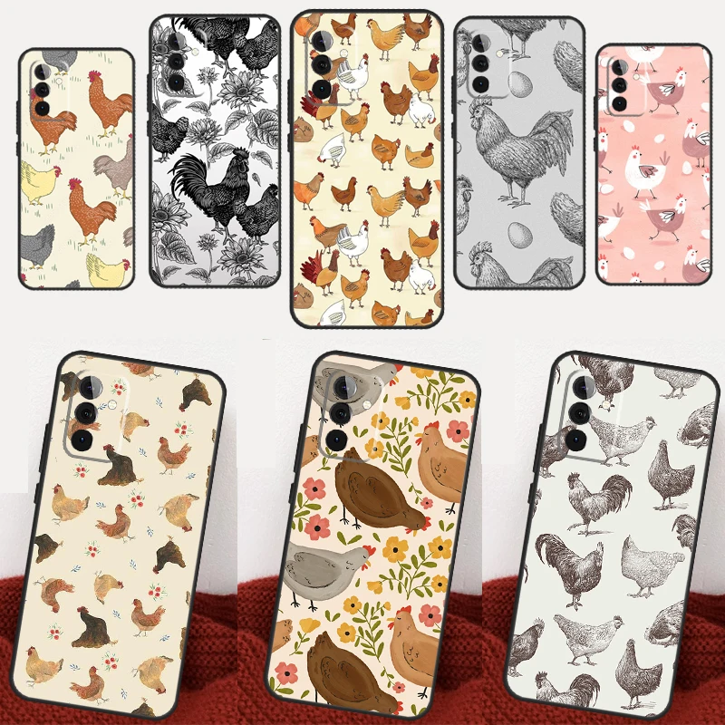 Chicken Pattern Case For Samsung Galaxy A54 A34 A24 A14 A51 A71 A21S ...