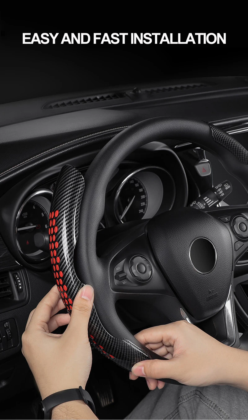 COUVRE-VOLANT,Black--Housse de volant de voiture universelle en ...