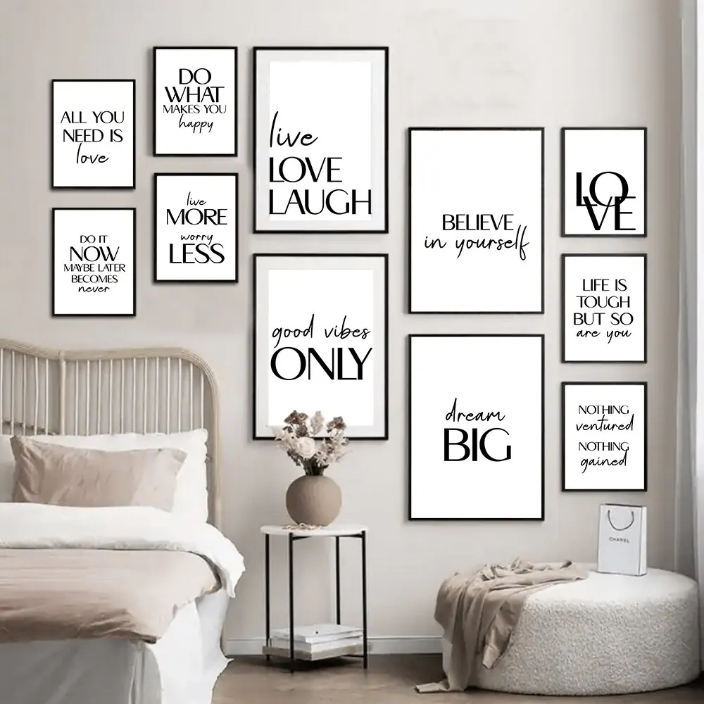 Motivational Text Wall Art Quotes Canvas Painting Posters and Prints ...