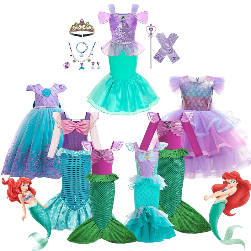 Disney Ariel Princess Costume For Girl Kid COS Mermaid Role 2 10 Year ...