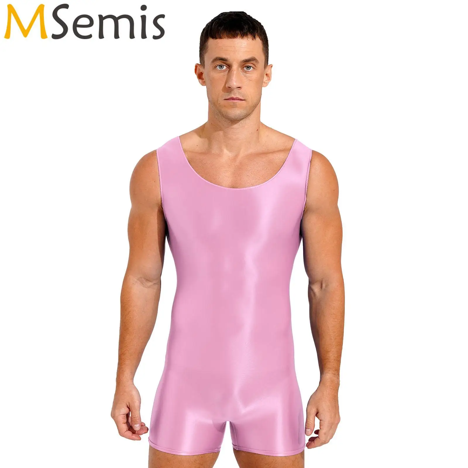 Swimwear-Mens-One-Piece-Mankini-Swimsuit-Costume-Oilly-Glossy-Long ...