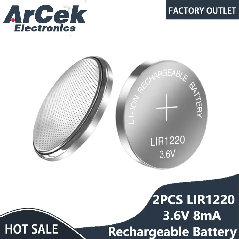 2pcs/lot LIR1220 3.6V ML1220 Rechargeable Coin Cell Patch Transposon ...
