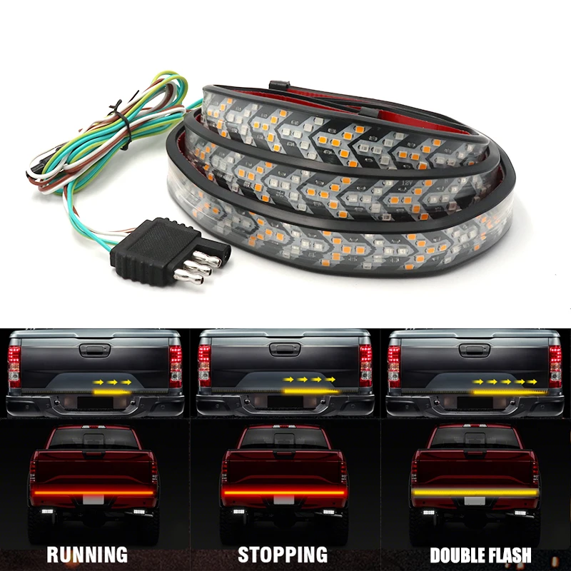 12V Car Brake Turn Signal Trunk SUV RV Flexible LED Strip Light Tail ...