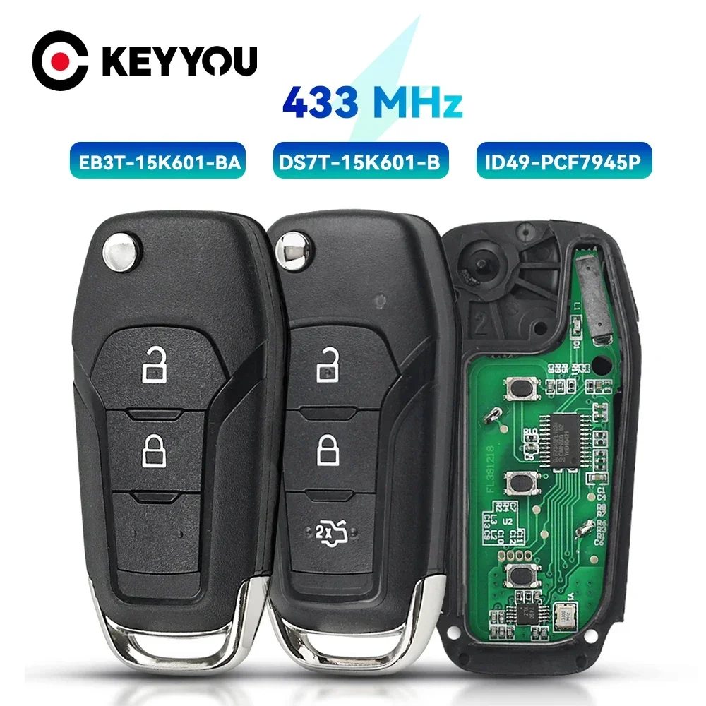 KEYYOU-1PCS-EB3T-15K601-BA-DS7T-15K601-B-Remote-Car-Key-For-Ford-KA ...