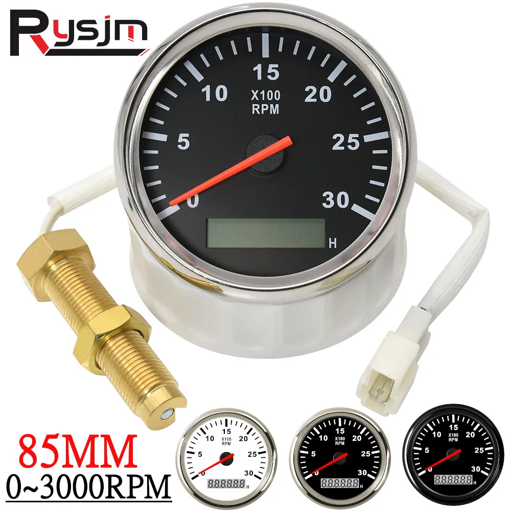 85MM-RPM-Tachometer-Gauge-Tach-Sensor-REV-Counter-with-Hour-Meter ...
