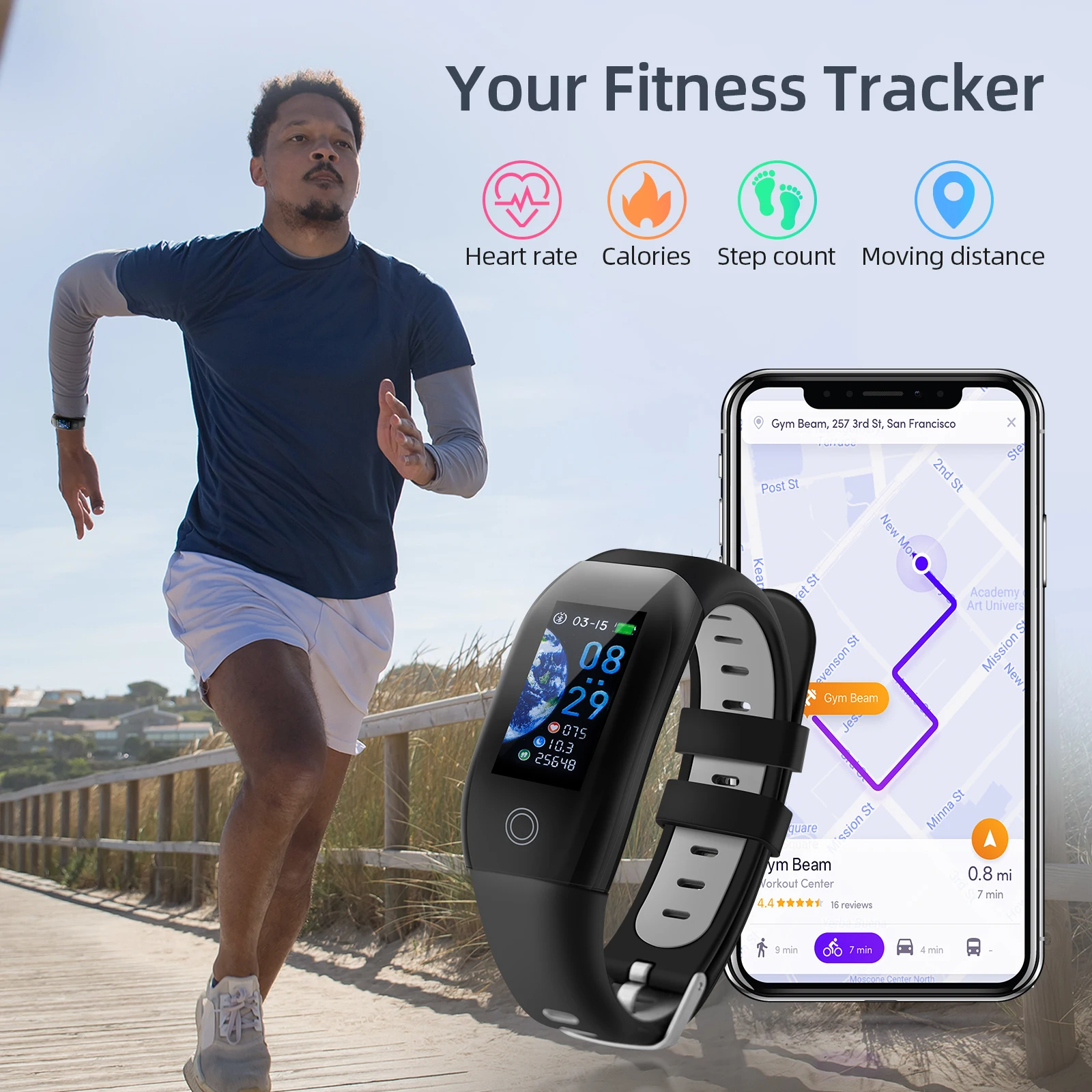 F21 Fitness Tracker, Activity Tracker, Heart Rate Monitor, Pedometer ...