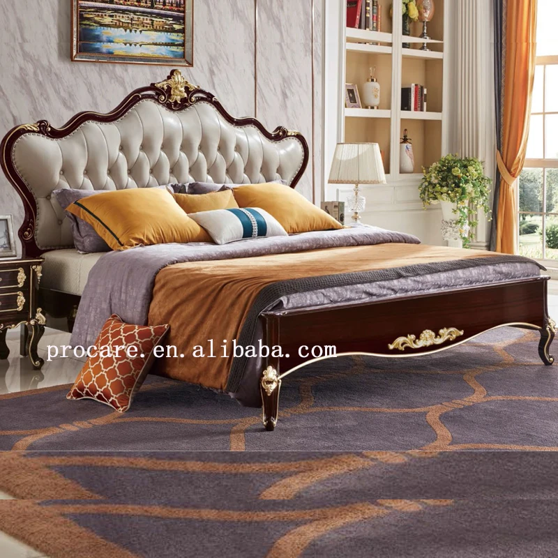 ProCARE-Luxury-style-solid-wood-frame-double-bed-high-back-designer ...