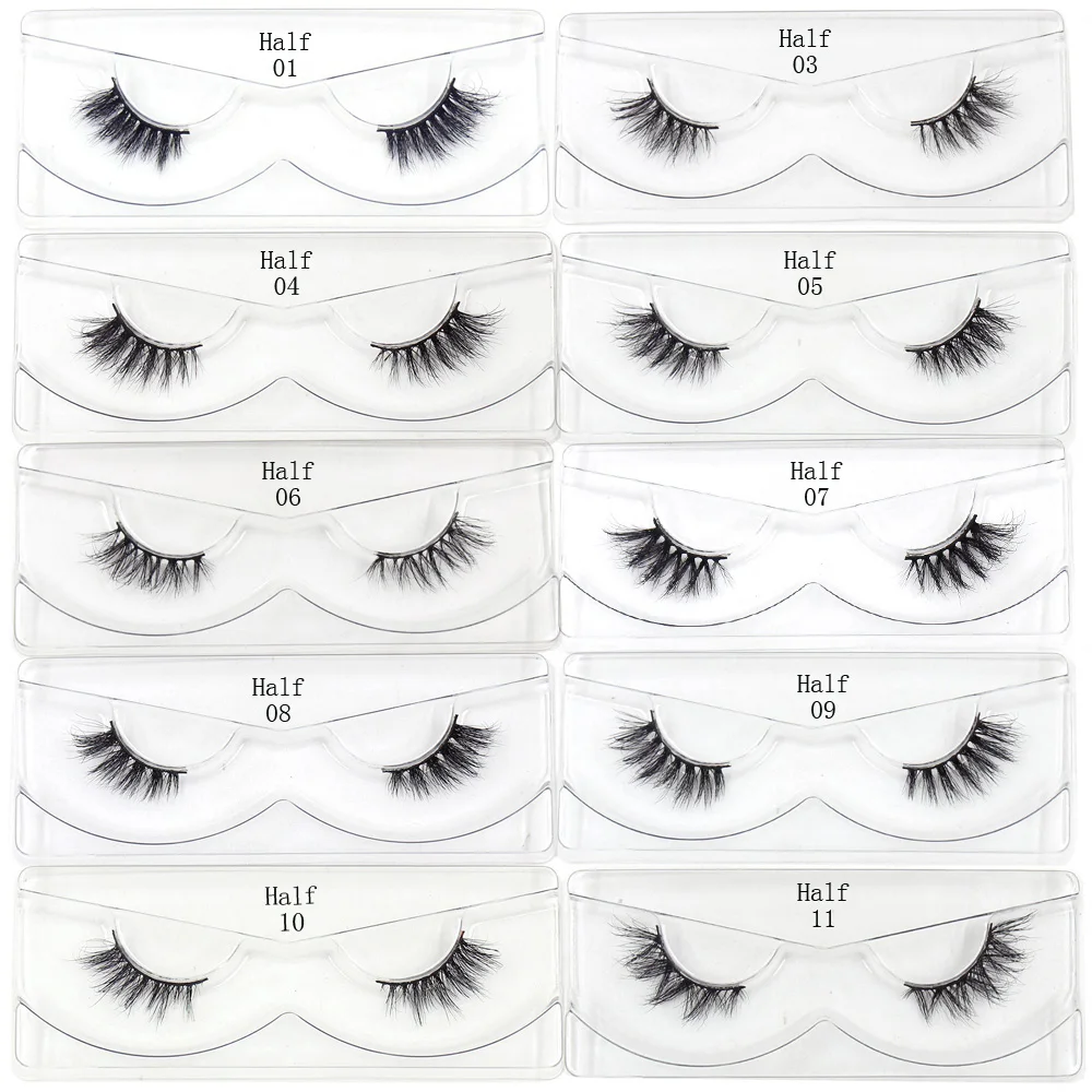 Wholesale Half Lashes Clear Band 3D Mink Lashes Soft Fluffy Half False ...