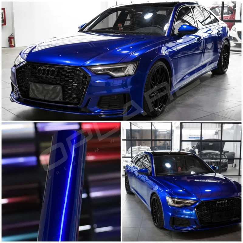 Highest quality PET gloss metallic liquid dark blue vinyl wrap metallic ...