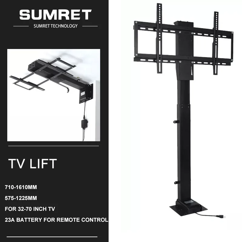 Remote TV Lift Motorized DC Motor 80kg Mount Vertical Height Adjustable ...