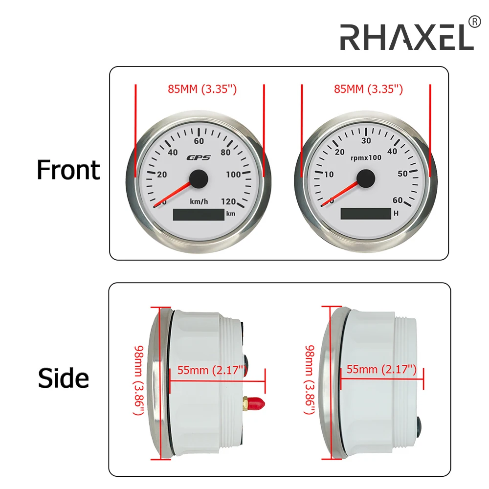 RHAXEL-Gauge-Set-85mm-Speedometer-GPS-KMH-Speedo-Gauge-Engine-Diesel ...